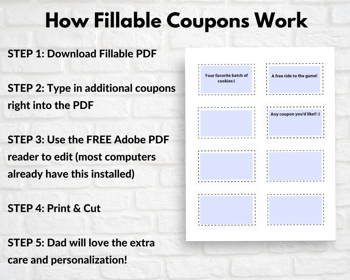 Fathers Day Gift Fill in the Blank Easy Gift Idea Dad Love Coupon Book ...