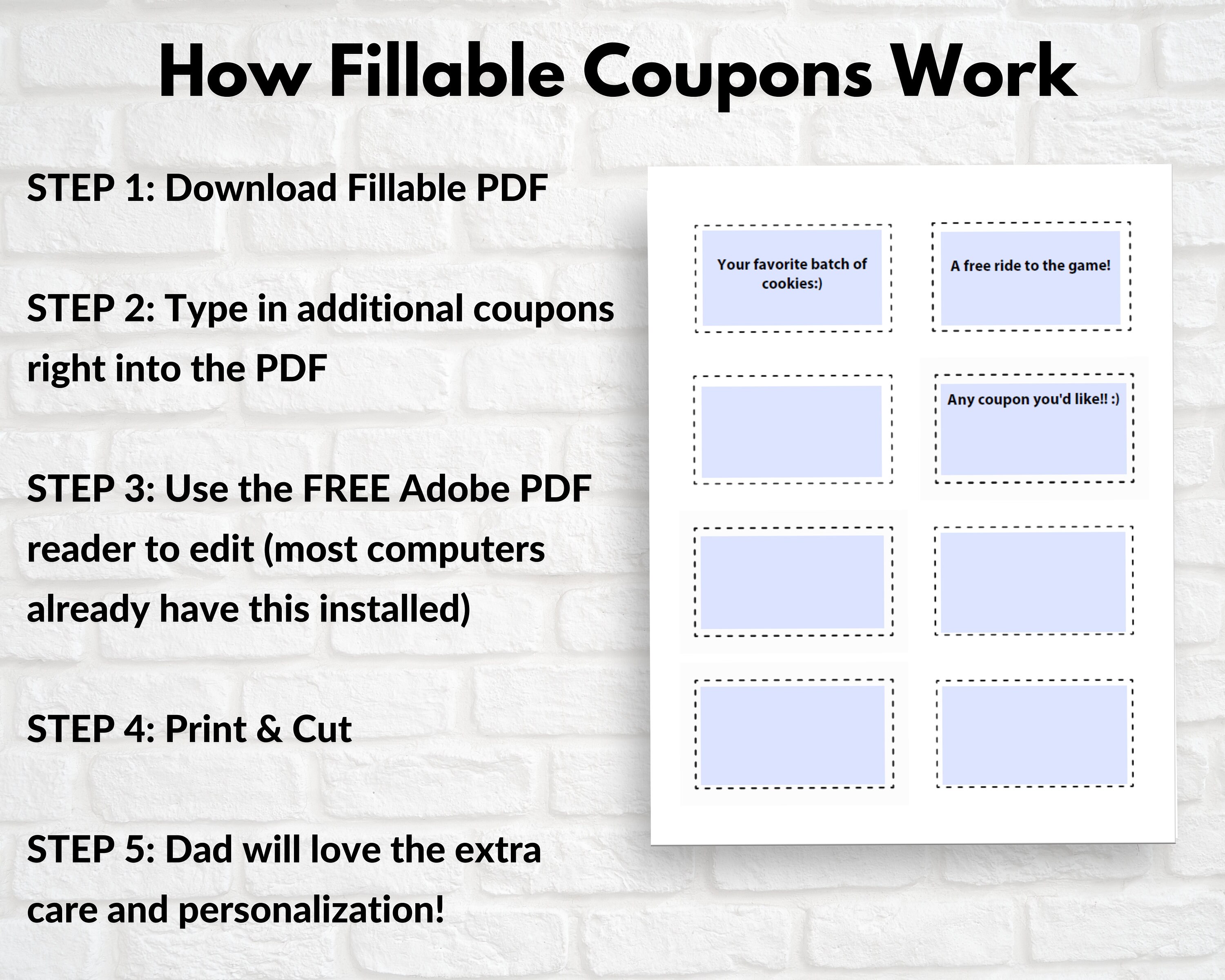 Fathers Day Gift Fill in the Blank Easy Gift Idea Dad Love Coupon Book ...