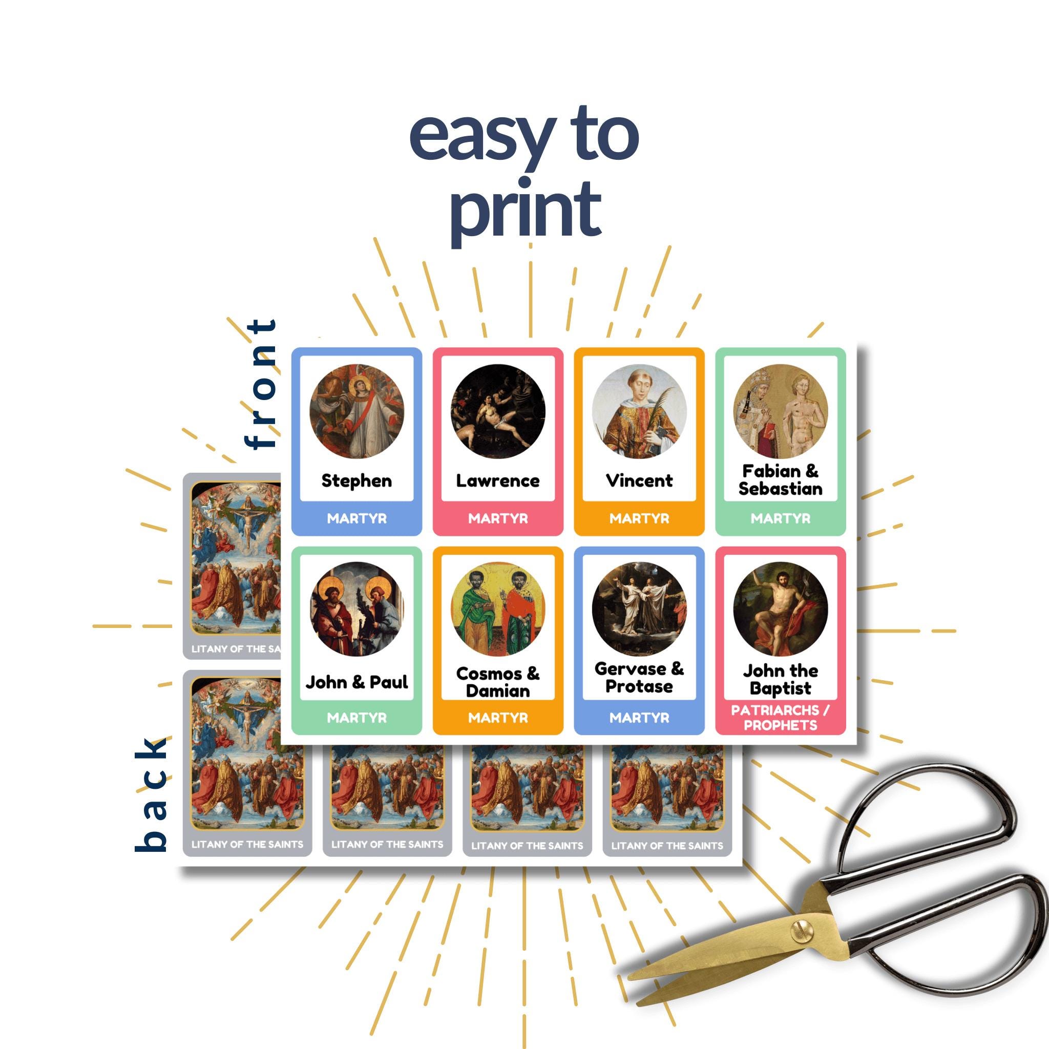 All Saints Day Activities Card Game, Printable, Litany of Saints ...