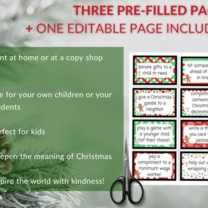 Christmas Kindness Cards, DIY Advent, Editable PDF, Advent Calendar Kit ...