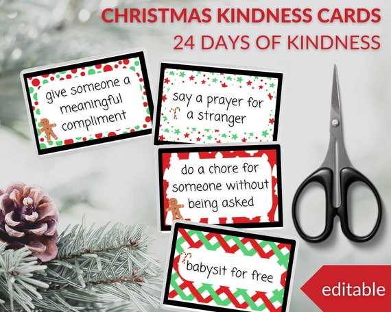 Christmas Kindness Cards DIY Advent Editable PDF Advent - Etsy