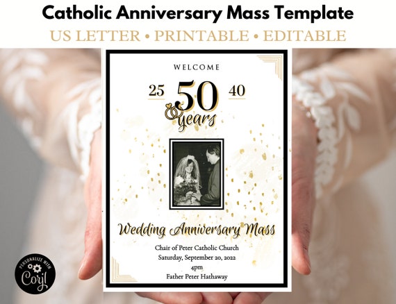 Catholic Wedding Anniversary Program Mass Template PDF - Etsy