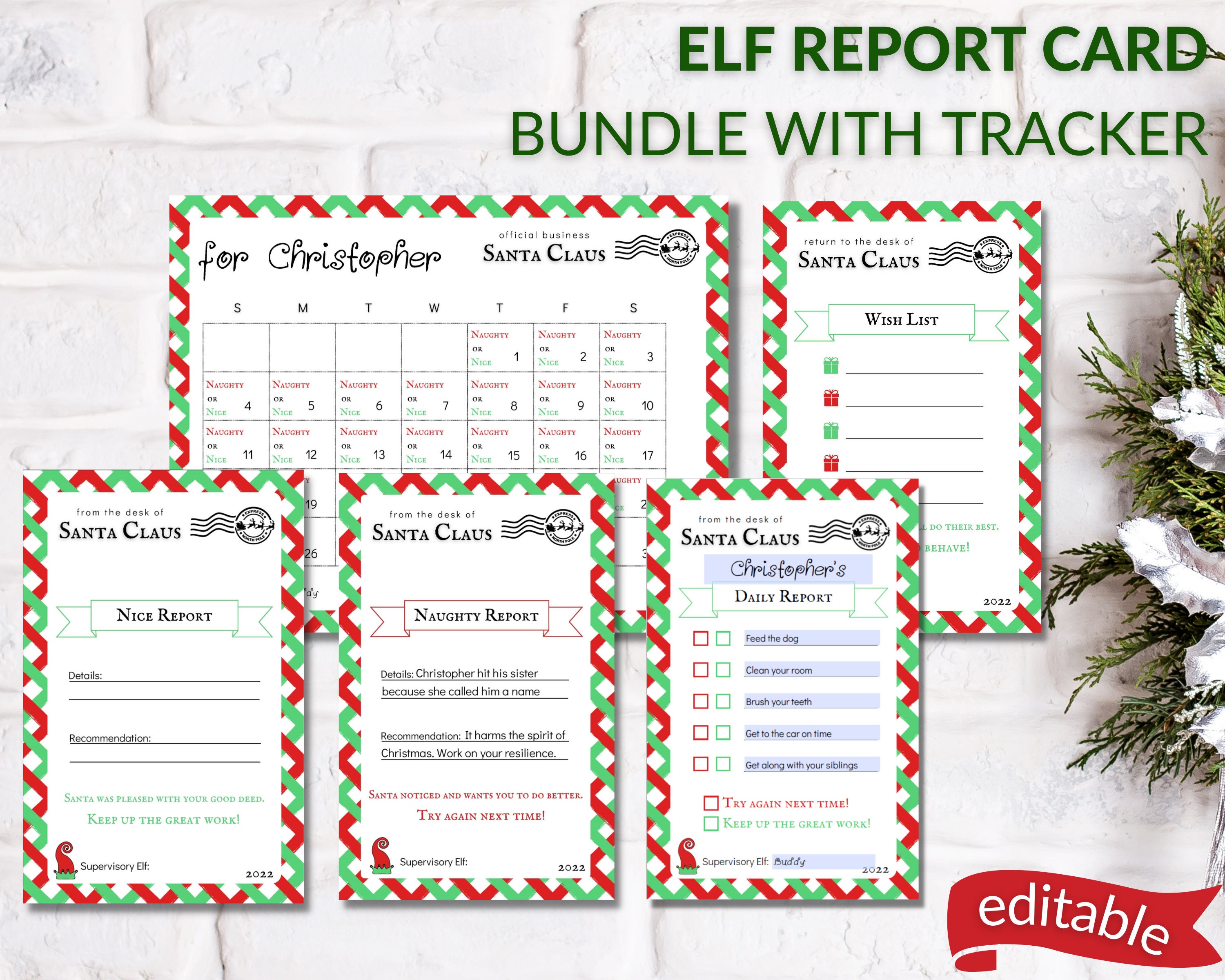 Elf Report Card, Bad Behavior Letter, Elf Warning, Elf Stationary ...