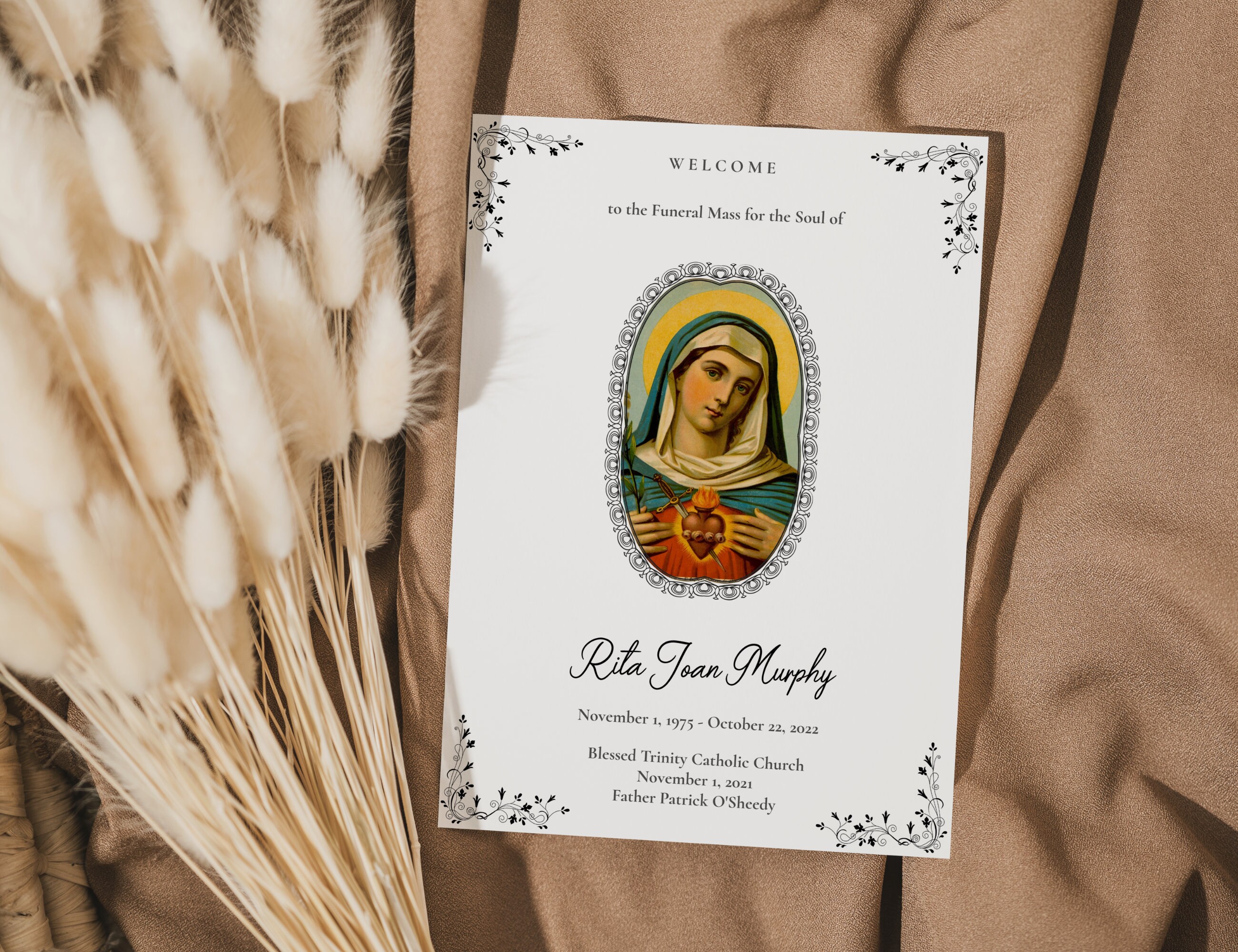 Catholic Funeral Program Template for Women Editable Booklet PDF ...