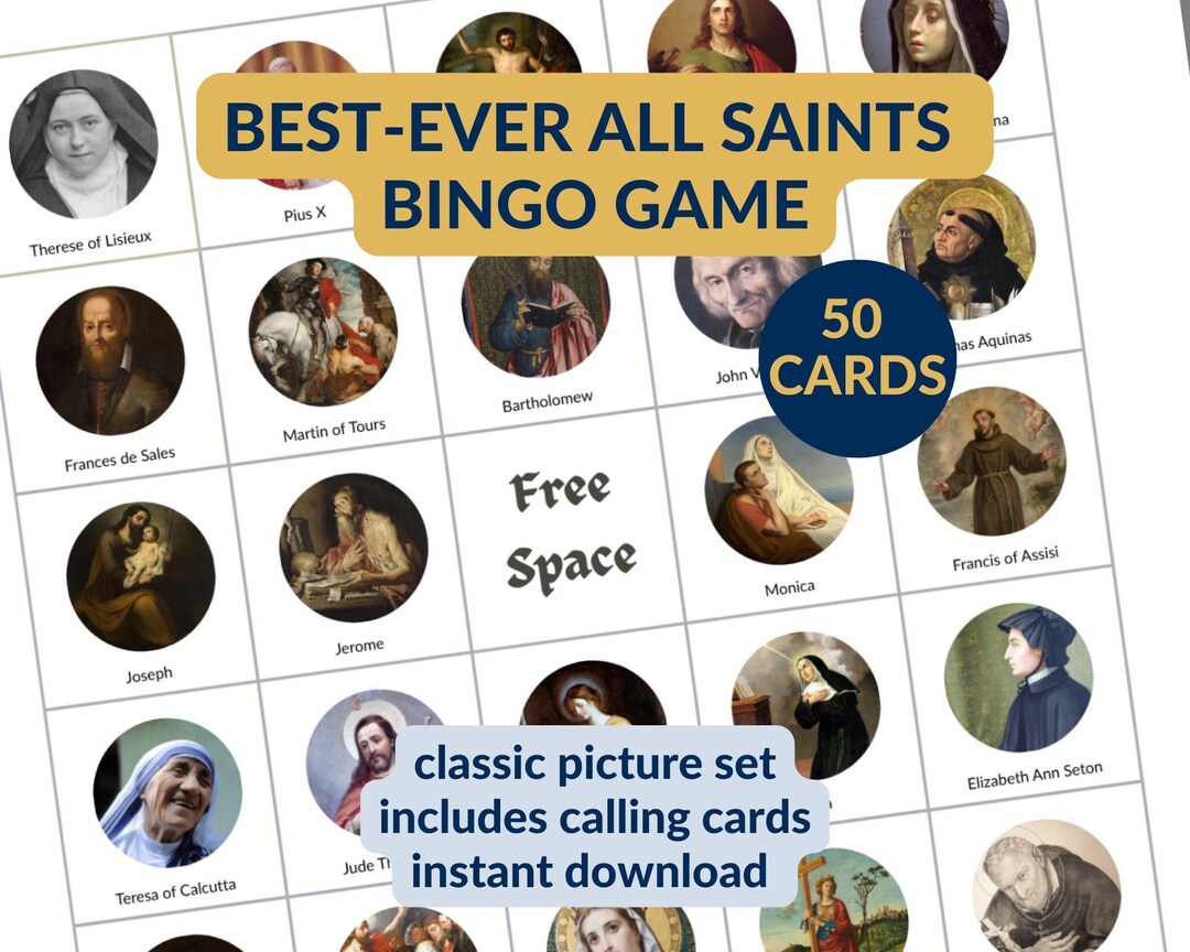 All Saints Bingo Game, Catholic Game for Feast of All Saints Day Party ...