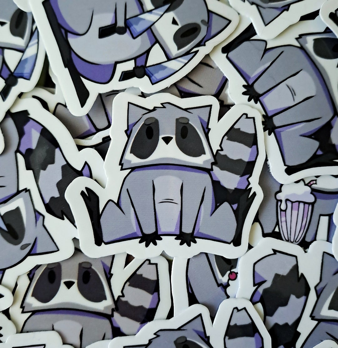 Funky Cute Racoons Vinyl Sticker - Etsy