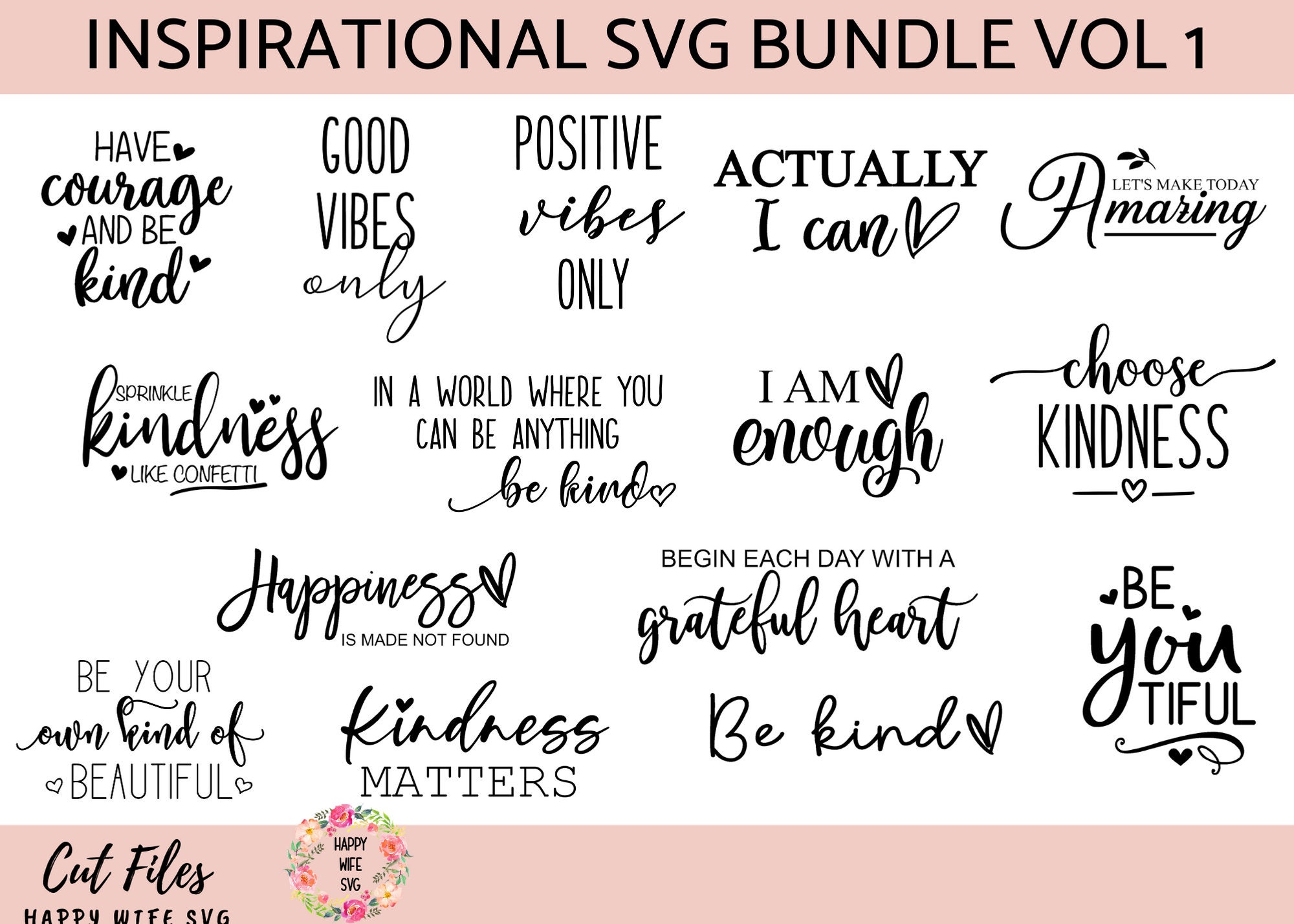 Inspirational Bundle SVG Motivational Quote Bundle SVG | Etsy