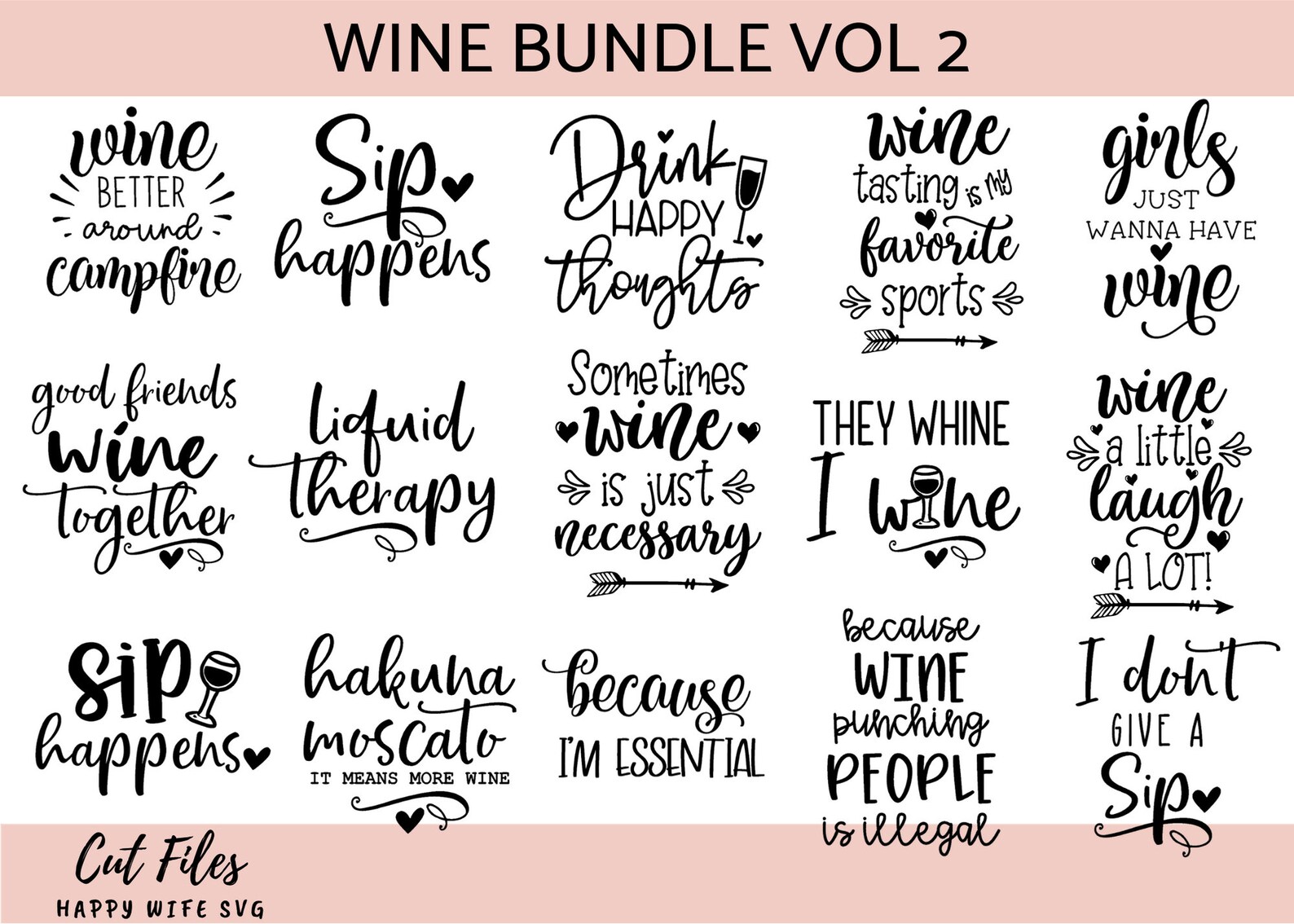 Wine Quote Bundle Wine Lover Quotes Svg Dxf Instant - Etsy