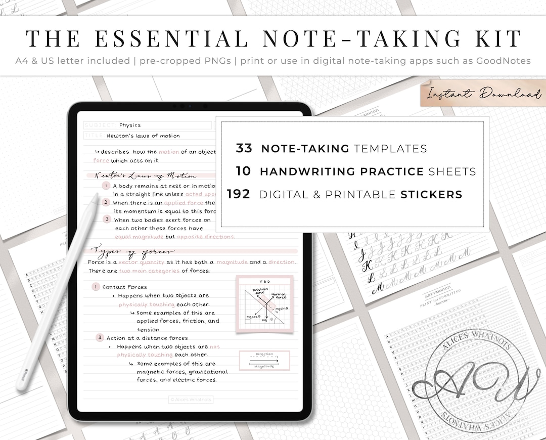 The Essential Note-taking Kit Study Note Taking Template Lecture Notes ...