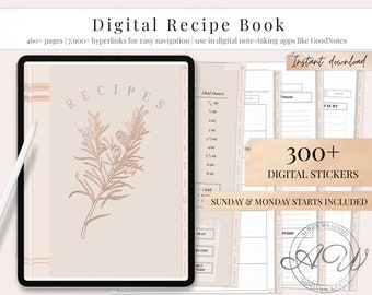 Digital Recipe Book Goodnotes Template Vertical Planner - Etsy