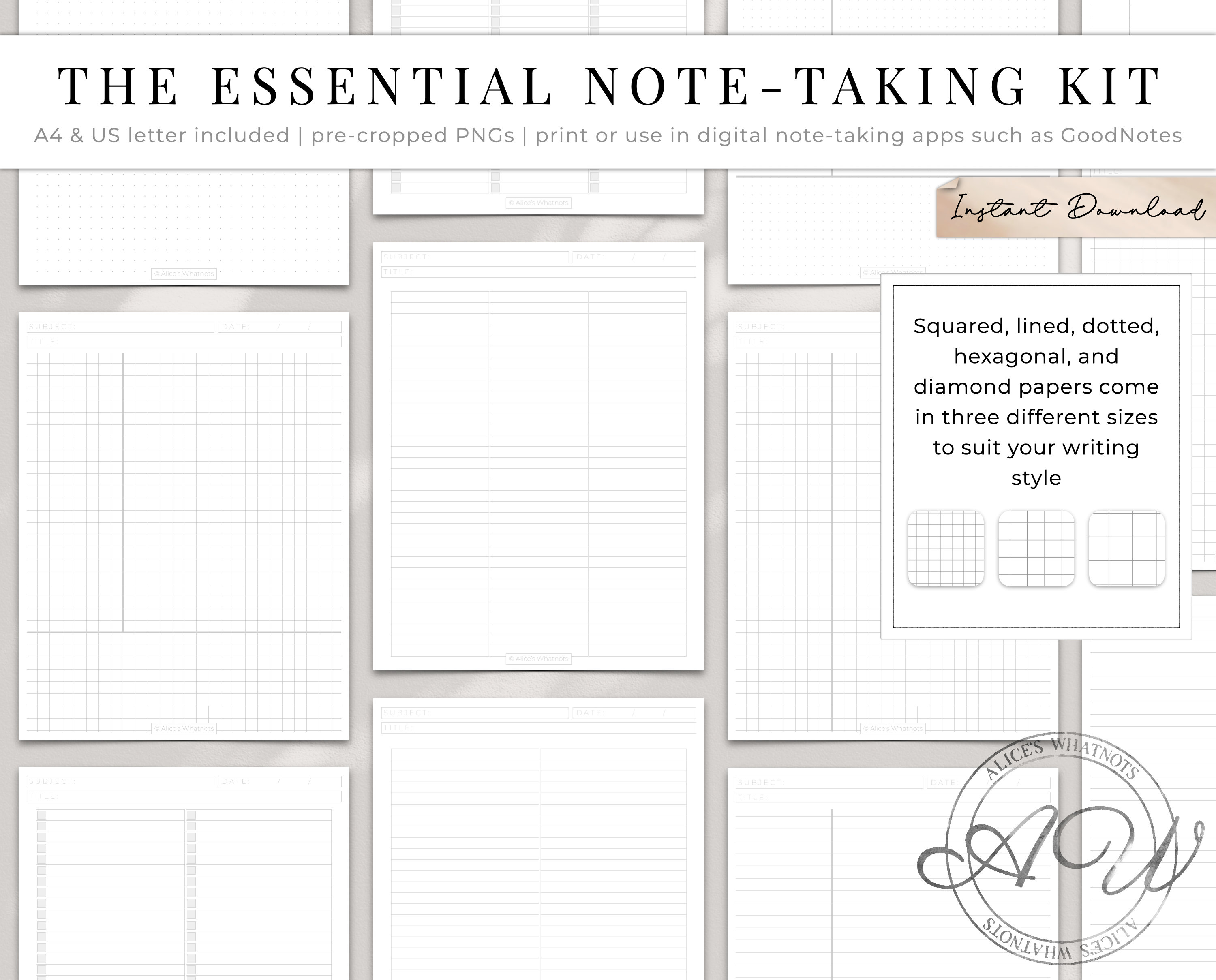 The Essential Note-taking Kit Study Note Taking Template - Etsy UK
