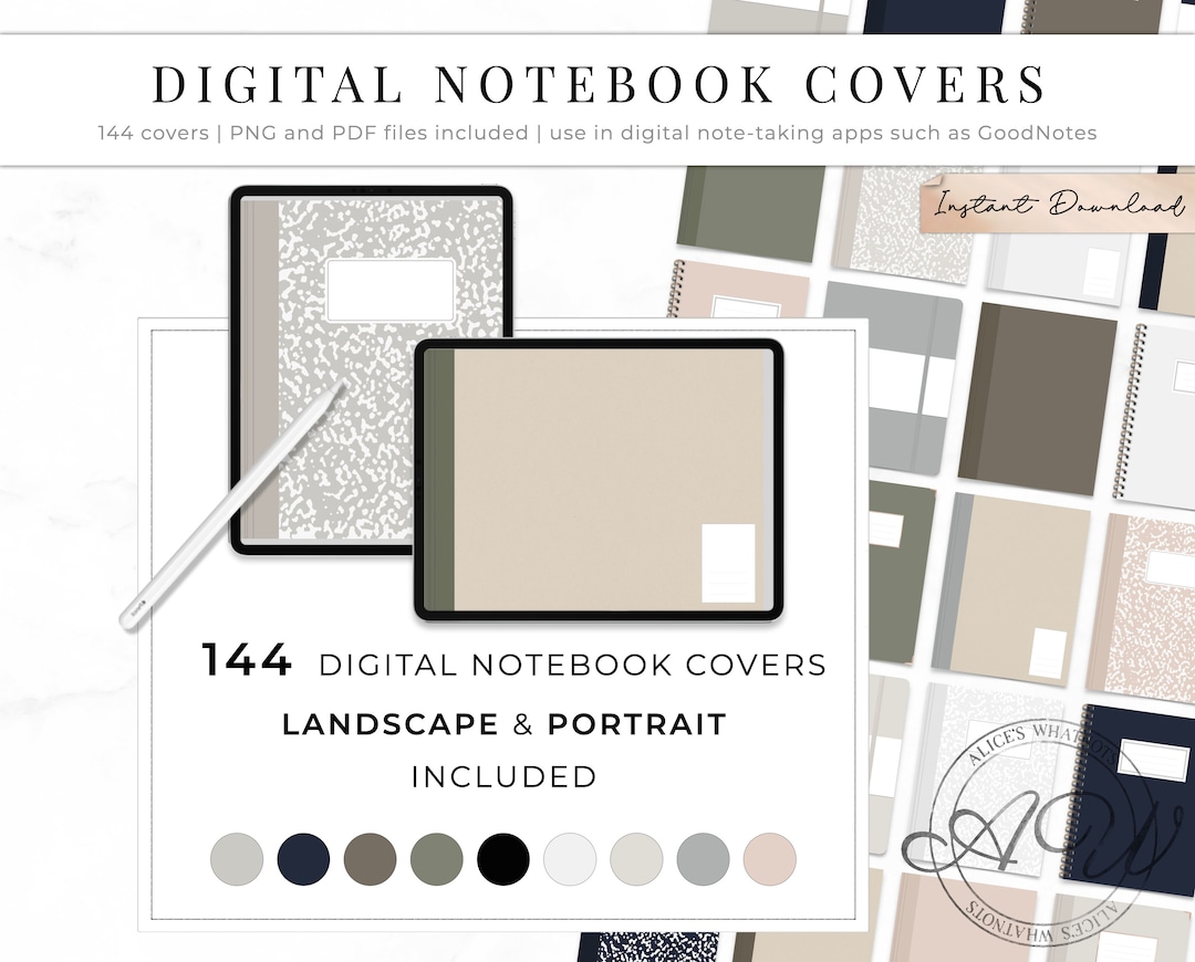 Cool Neutrals Digital Notebook Covers Goodnotes Cover Minimalist ...