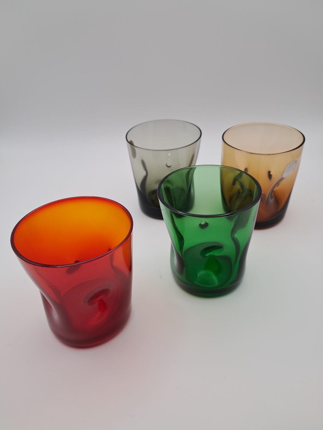 Vintage Blenko Style Pinch Dimpled Small 3" Shot Juice Glasses - Etsy