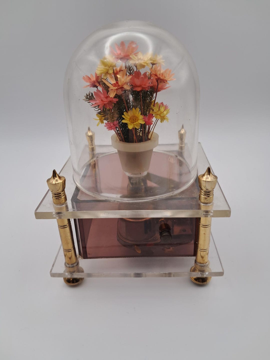 Vintage Waco Lucite Flowers Incloche Music Box Somewhere My Love Dr ...