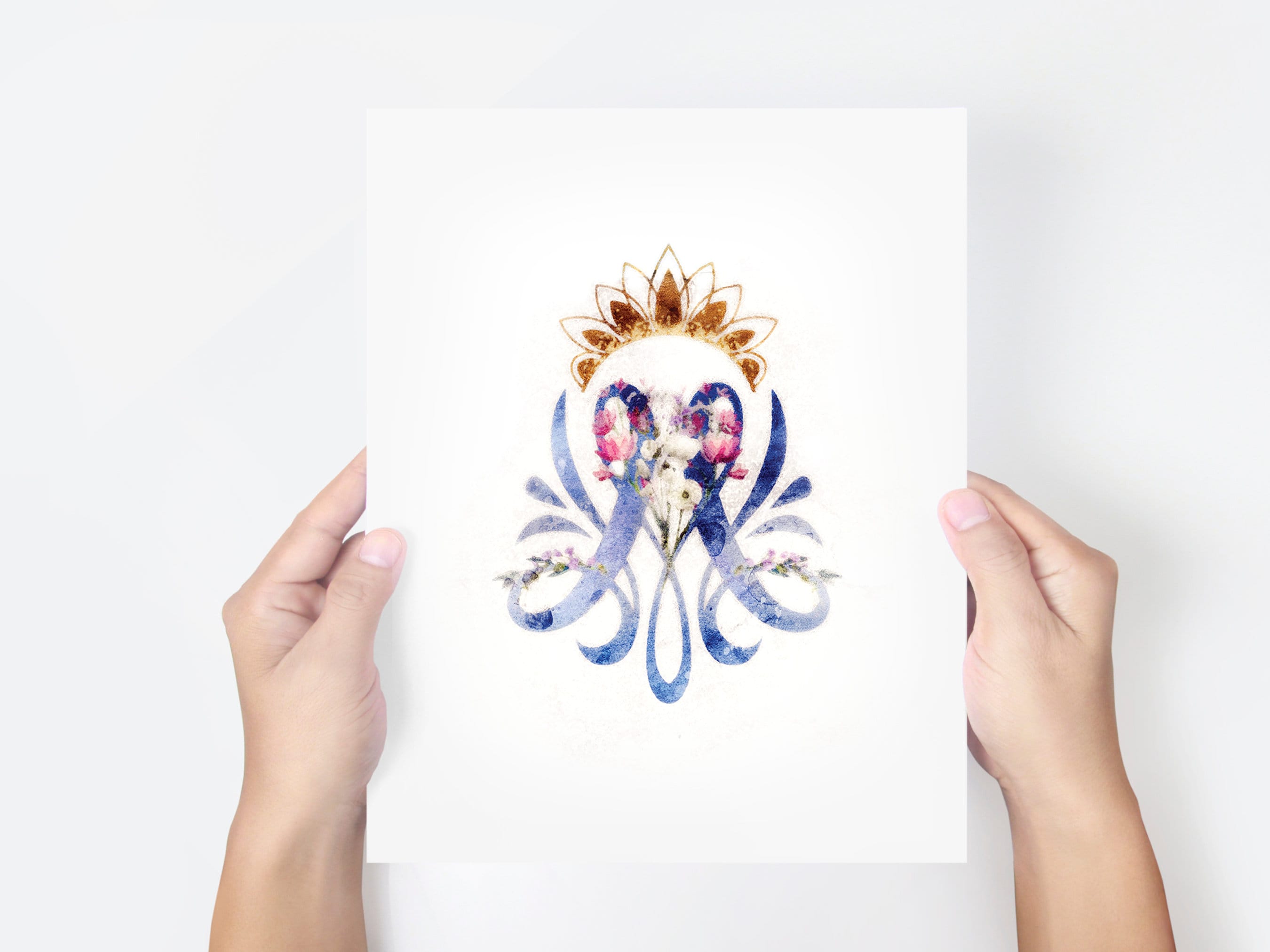 Virgin Mary Monogram Print | Catholic Artwork | Virgin Mary | Auspices ...
