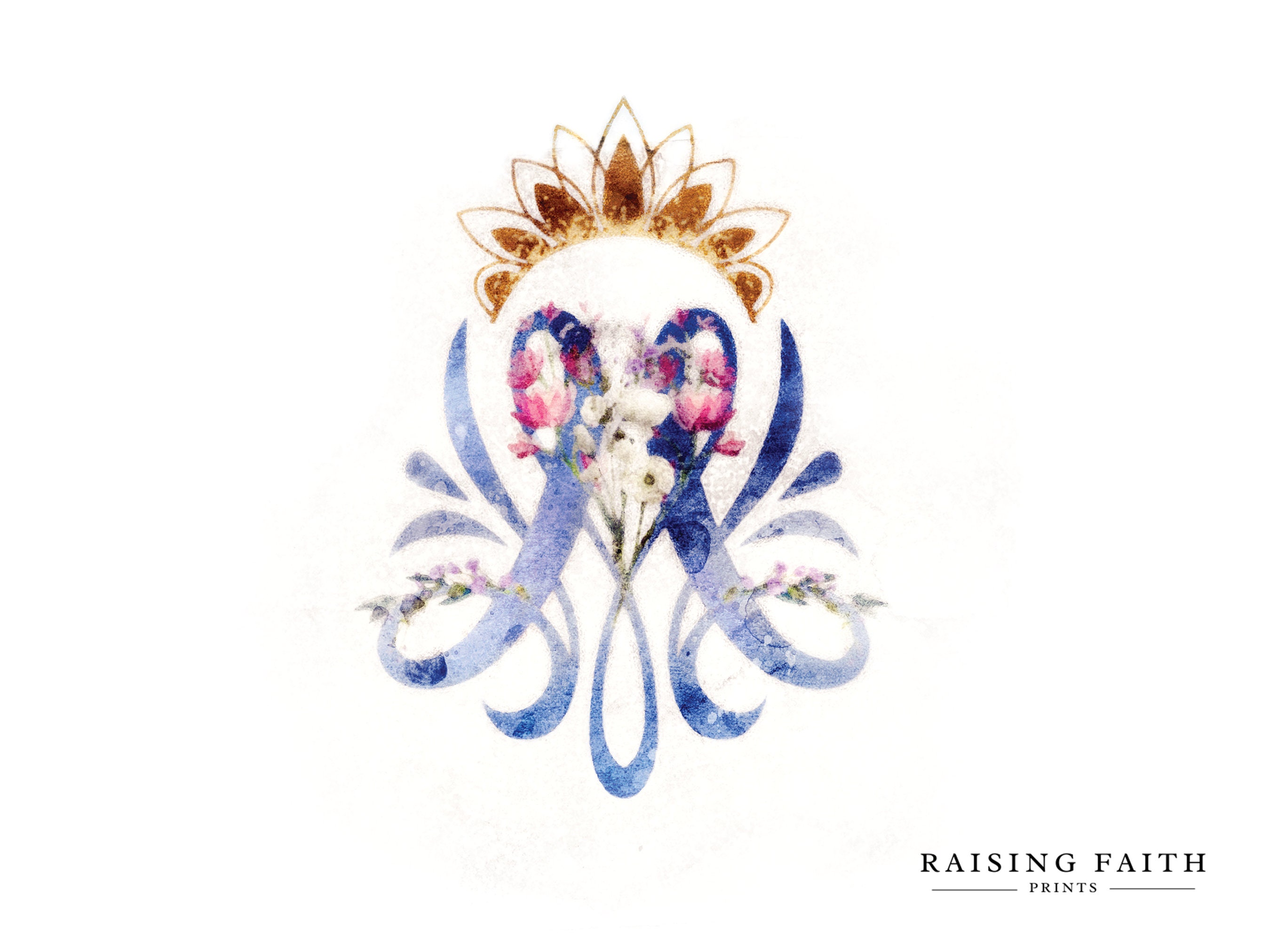 Virgin Mary Monogram Print | Catholic Artwork | Virgin Mary | Auspices ...