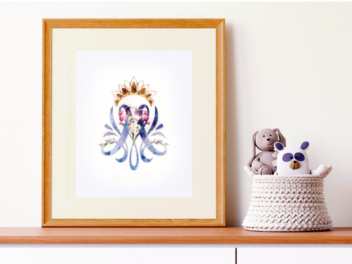 Virgin Mary Monogram Print Catholic Artwork Virgin Mary - Etsy