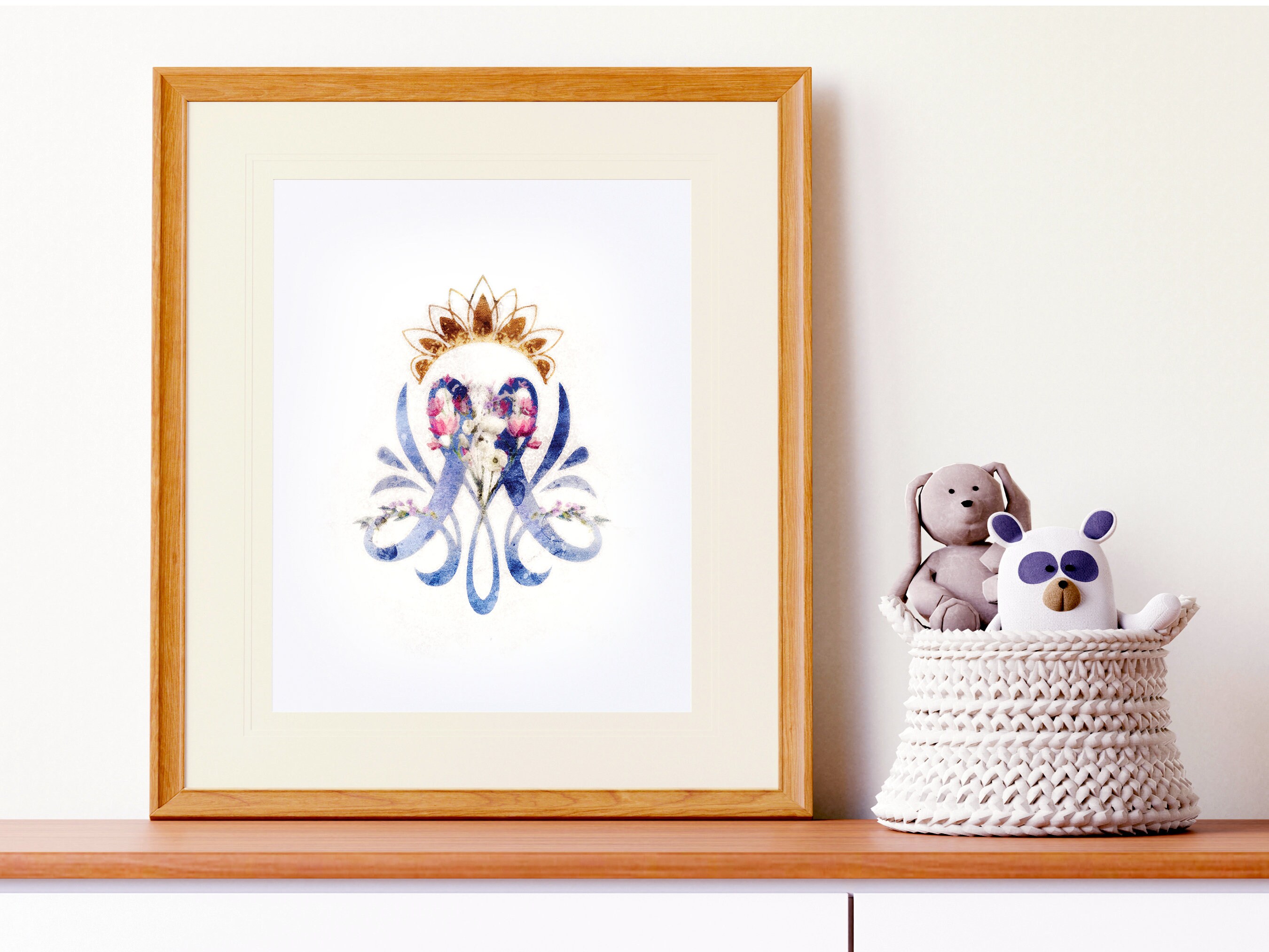 Virgin Mary Monogram Print | Catholic Artwork | Virgin Mary | Auspices ...