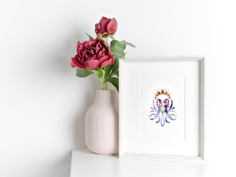 Virgin Mary Monogram Print Catholic Artwork Virgin Mary Auspices ...