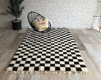 Black and White Checkered Area Rug - Etsy
