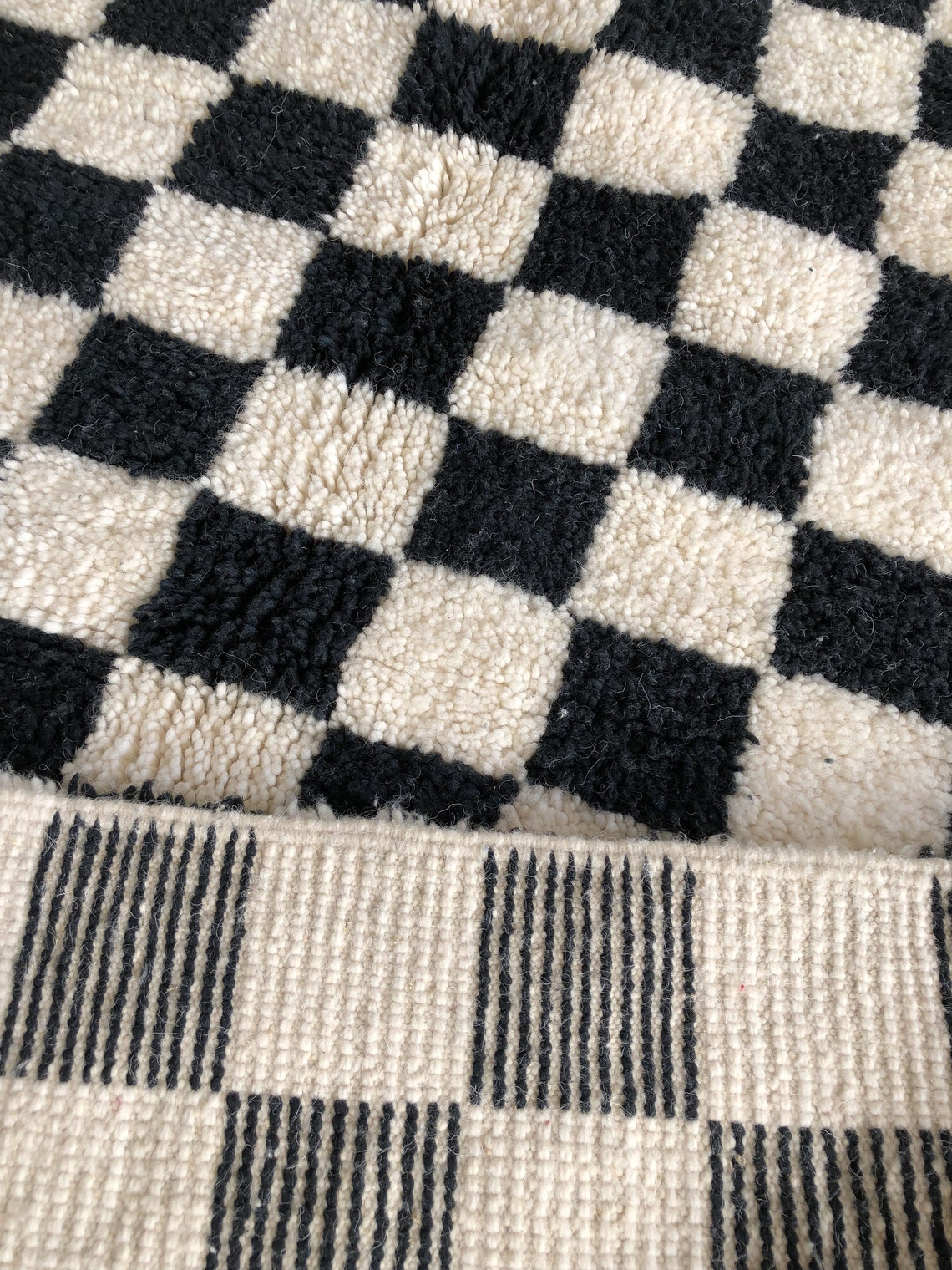 Large Black and White Checkered Rug Moroccan Berber Checkered - Etsy
