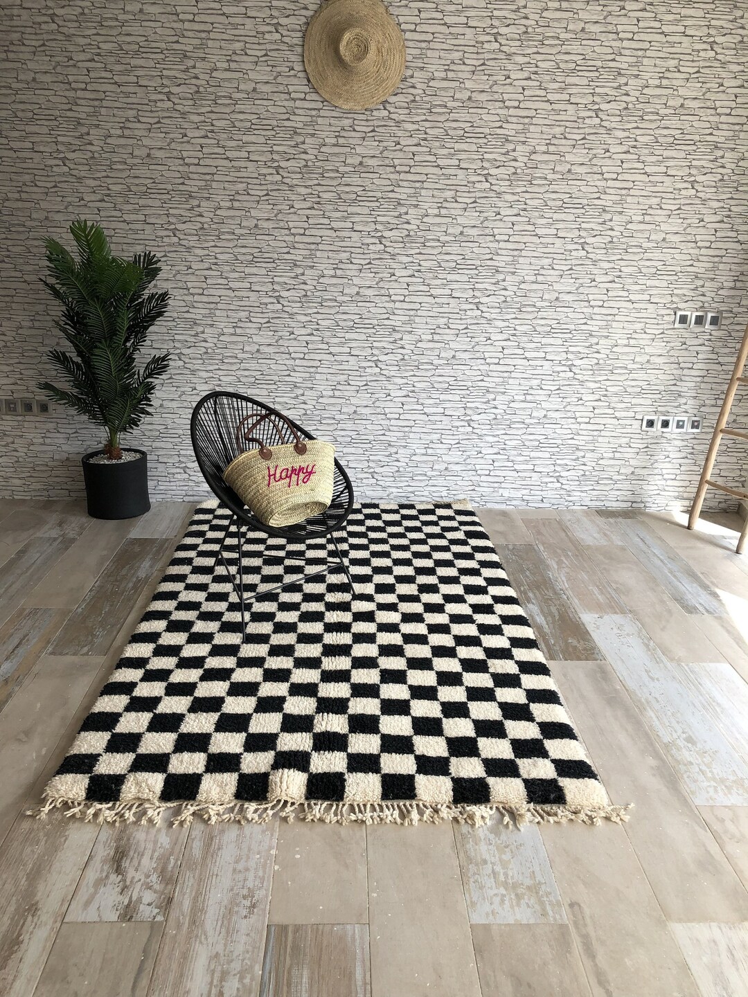 Black and White Checkered Rug , Colorful Checkerboard Rug , Custom ...