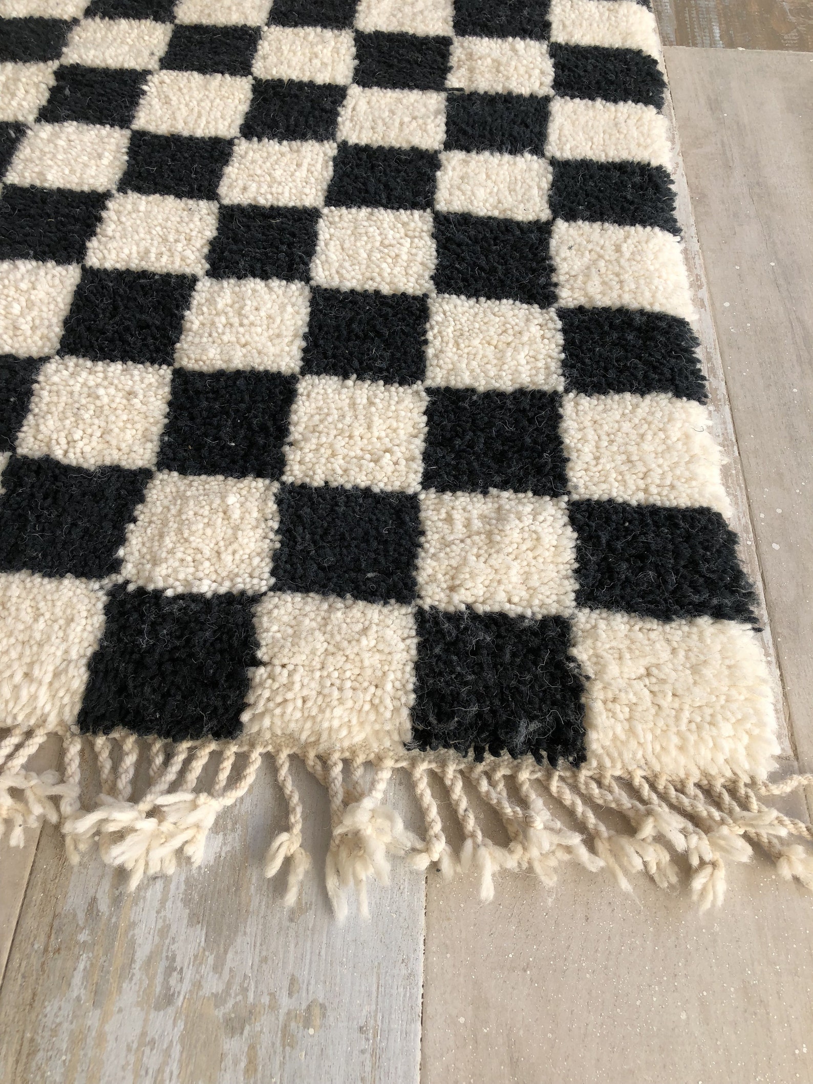 Large Black and White Checkered Rug Moroccan Berber Checkered - Etsy