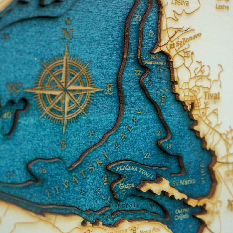 Bay of Kotor (boka Kotorska) Classic Nautical Map - Etsy