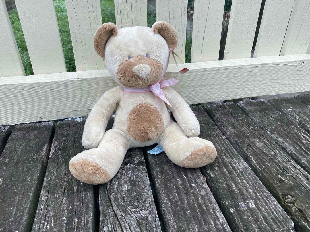 Vintage Rattle Teddy Bear Plush Taffey by Russ Bears Brown Patch Bear ...