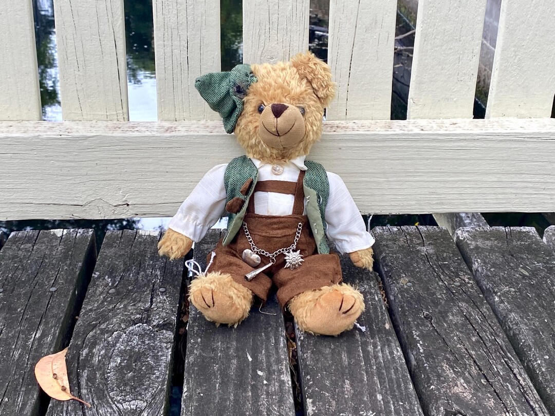 Vintage Collectible G Wurm KG Teddy Bear in Lederhosen, Shirt, Hat/hand ...