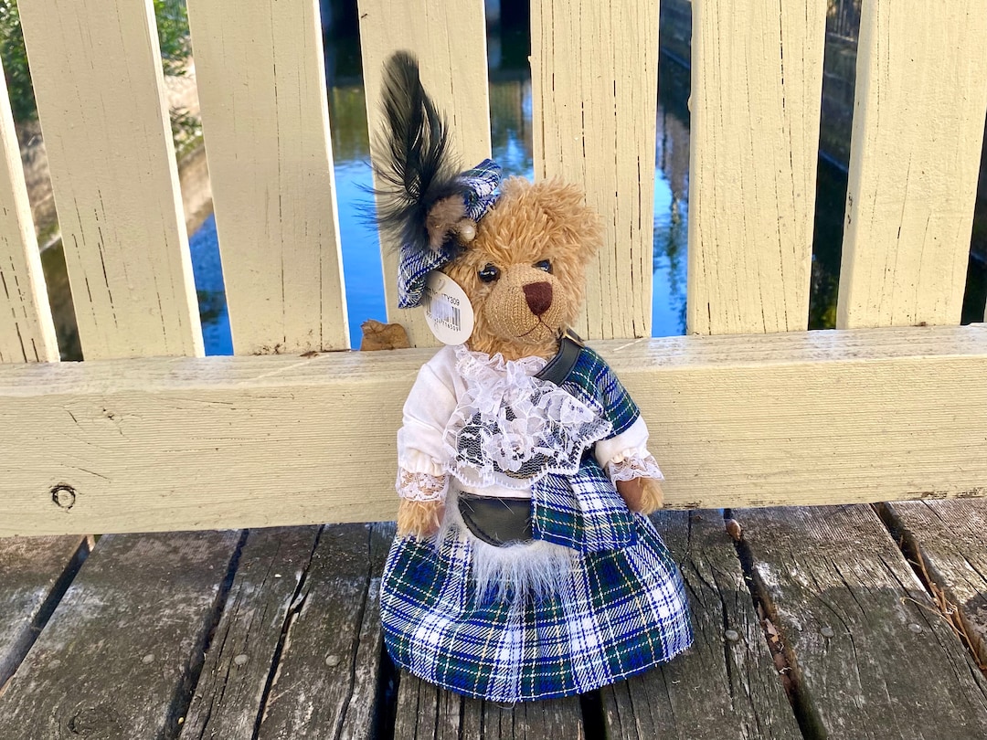 Vintage Collectible Art Souvenir Doll - Scottish Stuffed Beige Teddy Bear in Kilt/bear Toy in ...