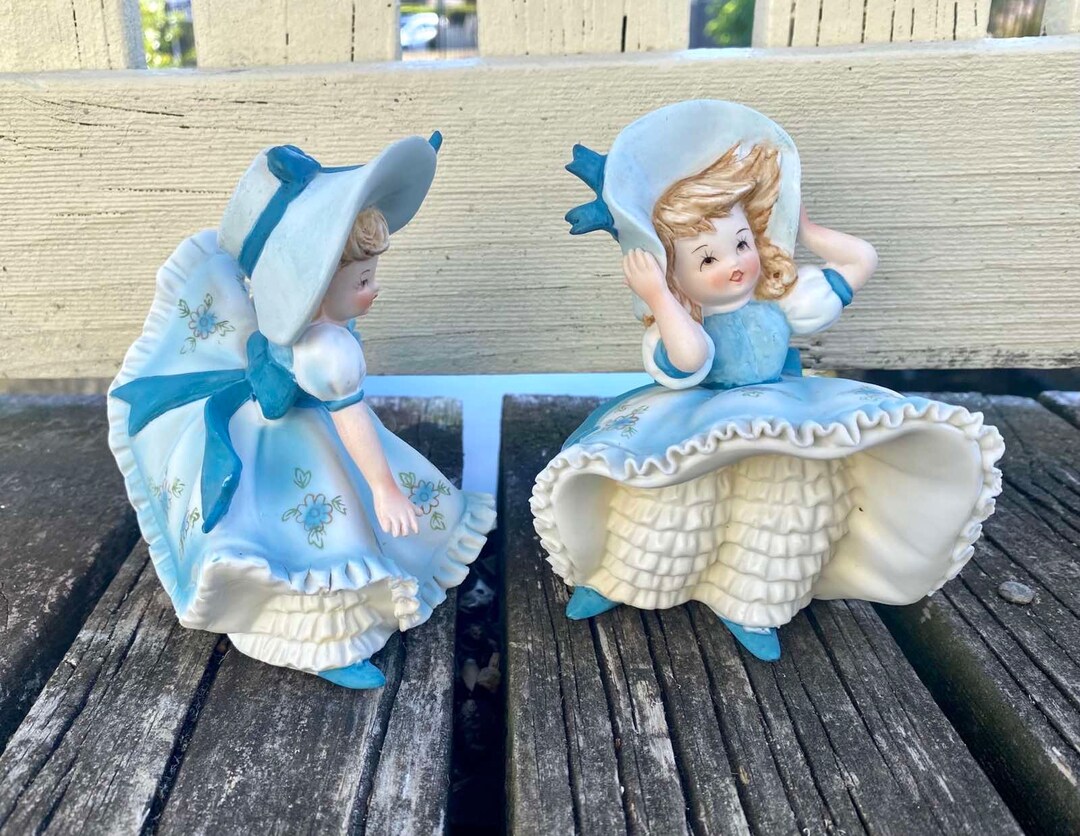 Vintage Set of Can Can Dancing Girls in Blue Dresses - Retro ...