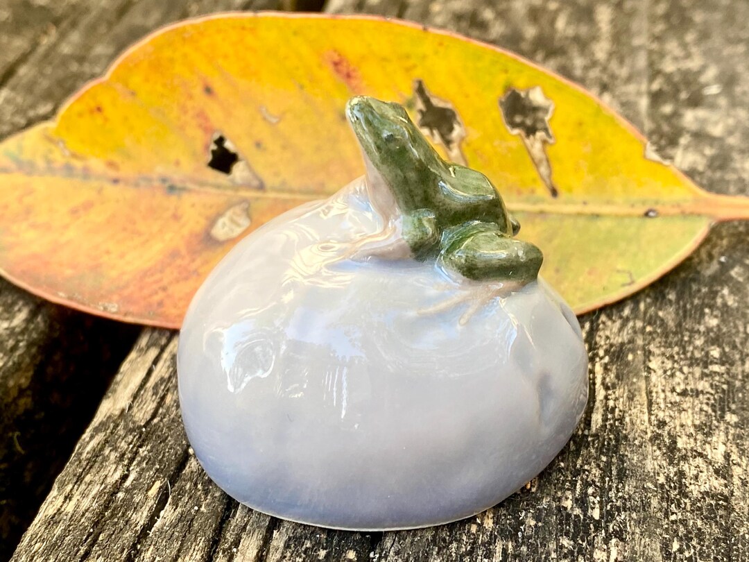 Vintage Royal Copenhagen-frog on Light Blue Stone-mini Figurine by Erik ...