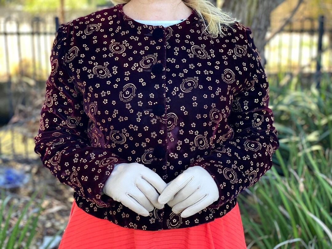 Vintage 1980s Burgundy Velvet New Wave Oversize Shoulder Pad Jacket ...