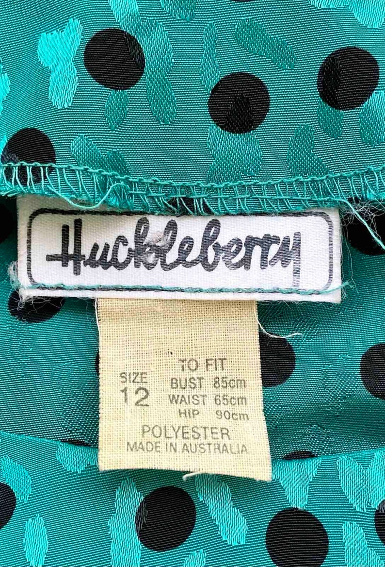 Vintage 1980s Huckleberry Retro Mint Aquamarine Polka Dot Shoulder ...