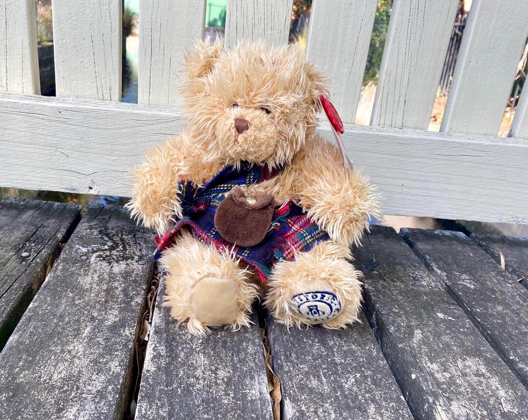 Collectible Scottish Stuffed Beige Teddy Bear in Kilt by Keel Toys, Uk/sitting Bear Toy With ...