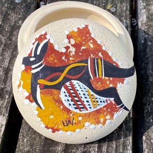 Hand Painted Aboriginal Indigenous Australian Clay Pottery Round ...