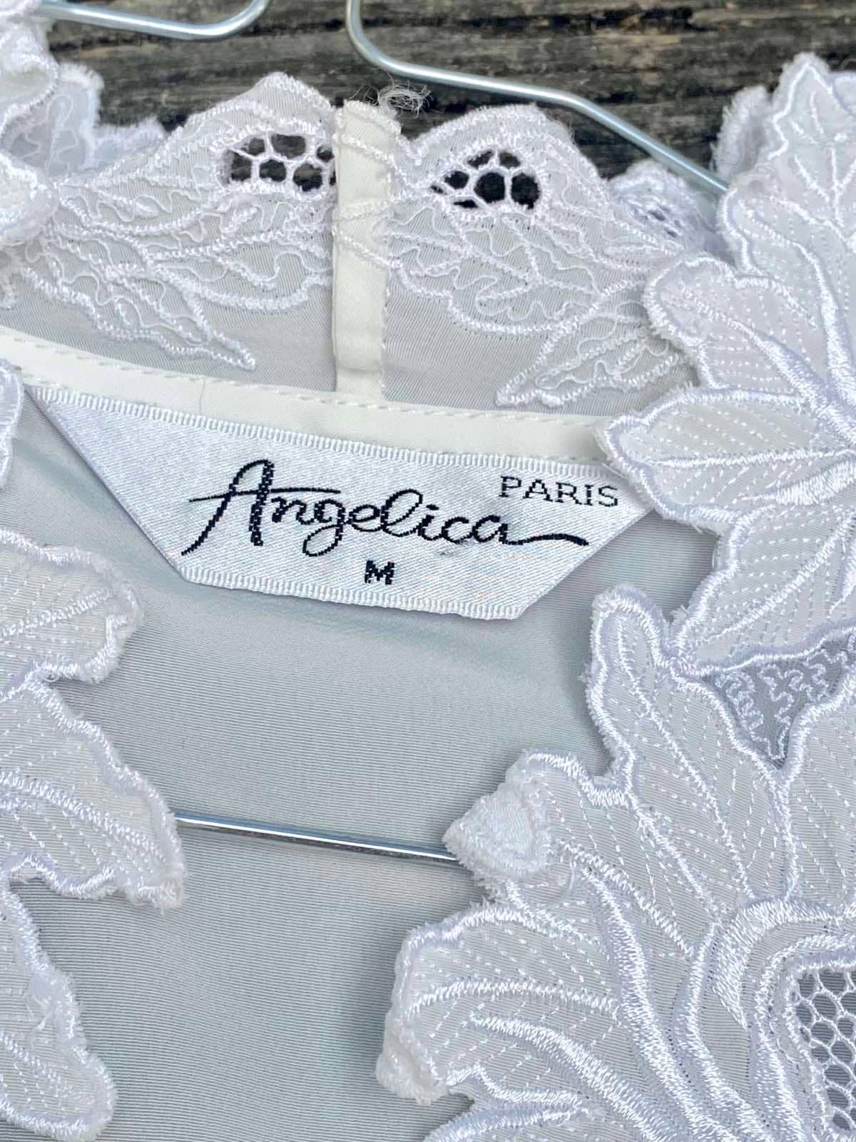 Vintage 1980s Angelica Paris White Poet Sleeve Floral Appliqué Shirt ...