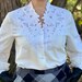 Vintage 1980s Angelica Paris White Poet Sleeve Floral Appliqué Shirt ...