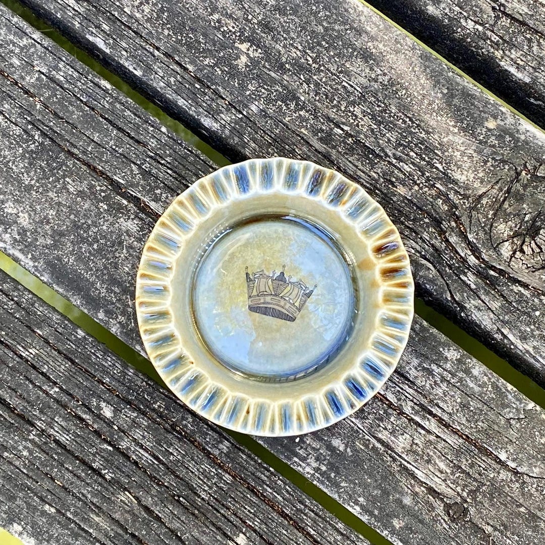 Vintage Wade Deep Dish With Crown & Decorative Edges/green Blue Irish ...
