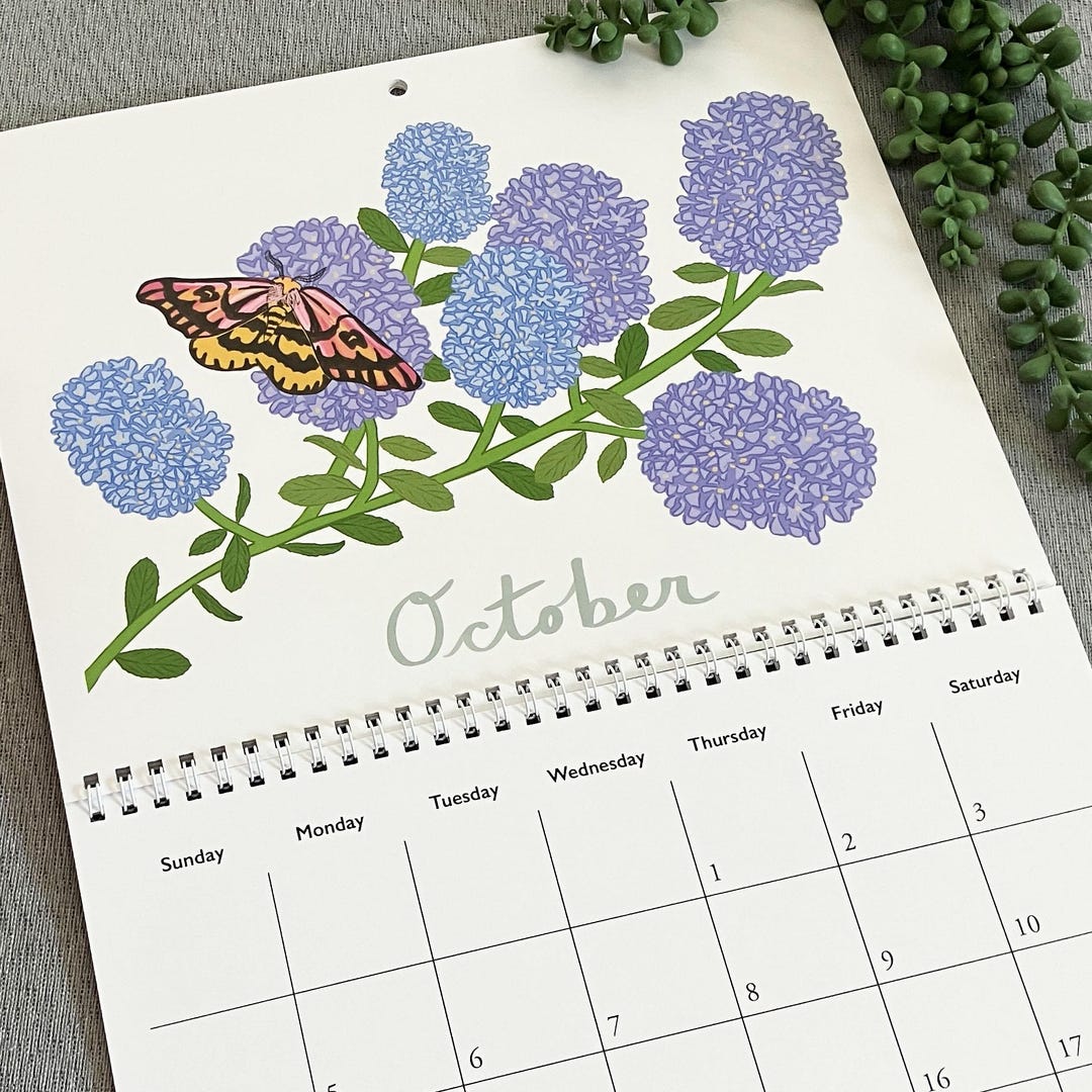 2026 Flora and Fauna Calendar: 12 Month Botanical Wall Art With ...
