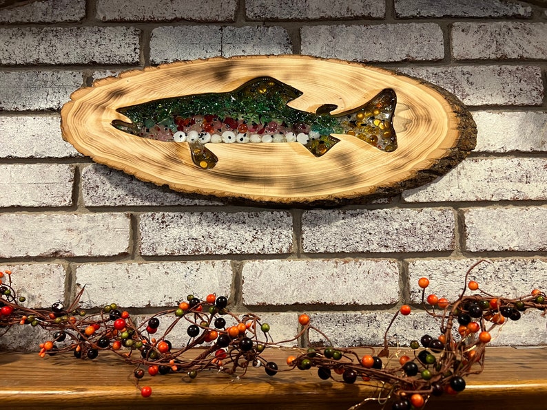 Christmas Gift - Rustic Rainbow Trout Resin Art on Wood - Etsy