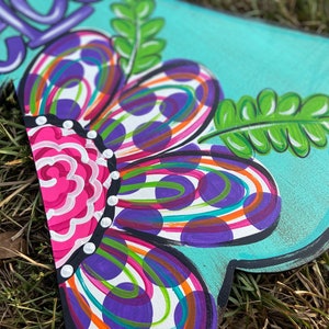 Welcome Cross Doorhanger, Funky Cross, Whimsical Door Sign, Floral ...