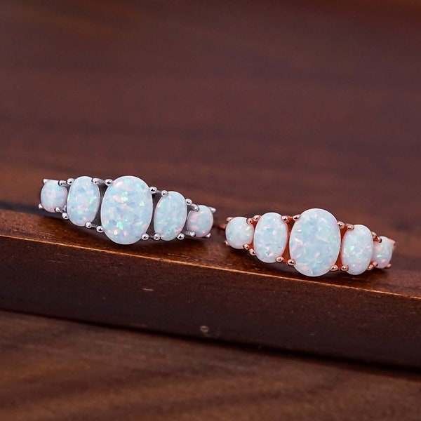 White Opal Ring - Etsy