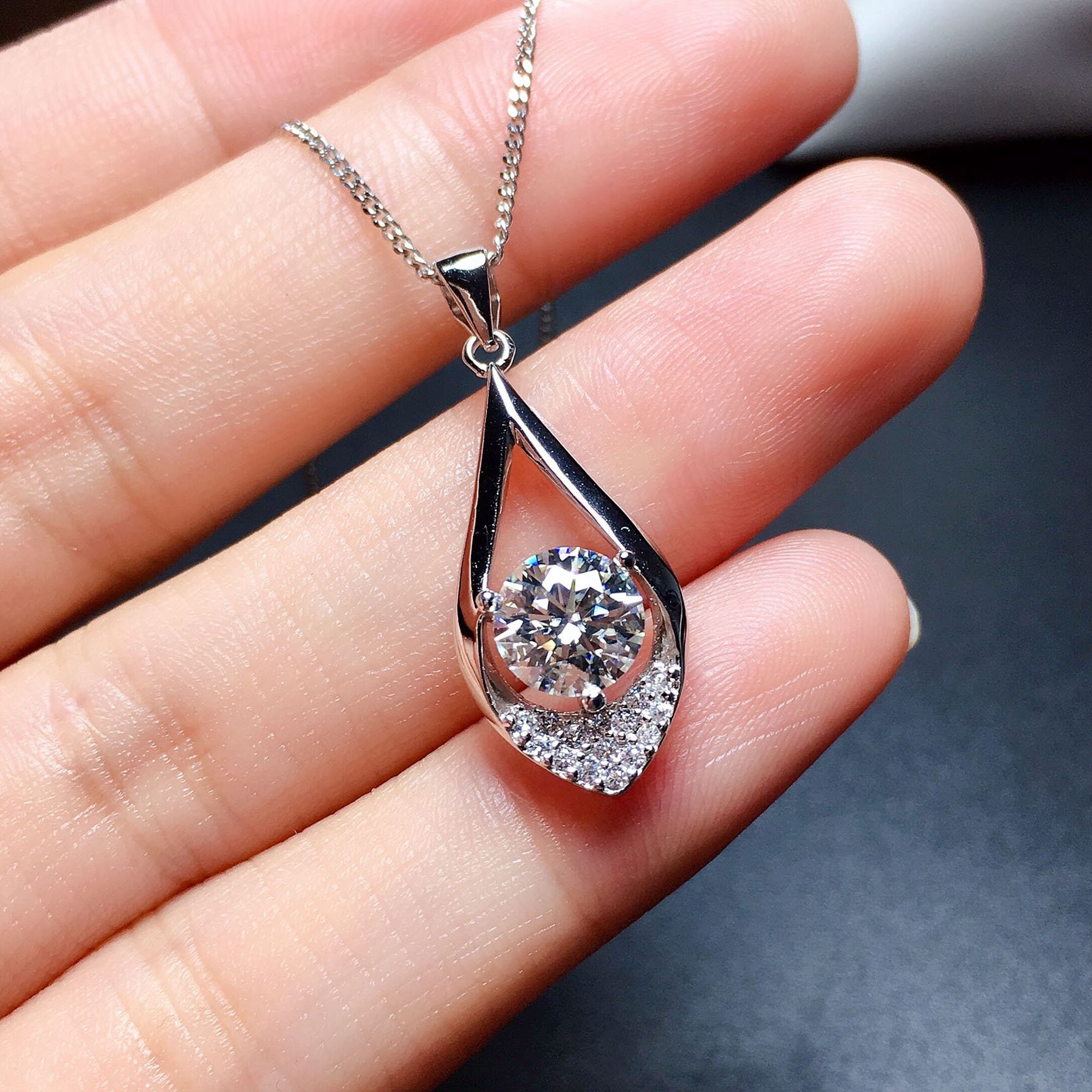 Dainty Pendant Moissanite Silver Pendant Moissanite Etsy