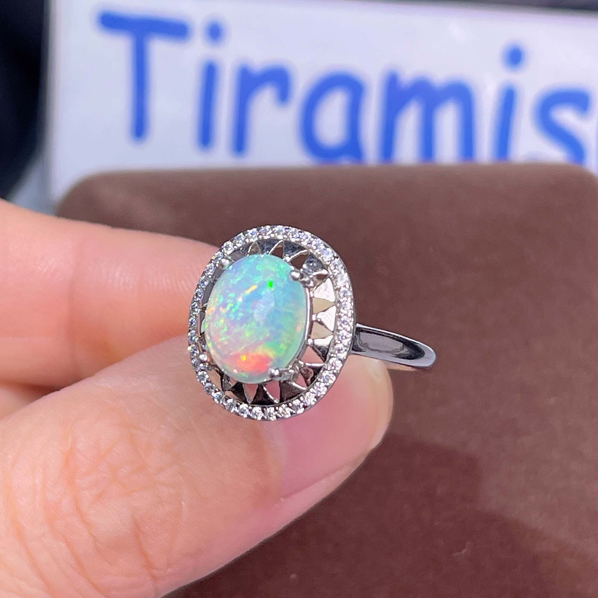 Genuine Australian Opal Ring Round Genuine Opal Ring | Etsy