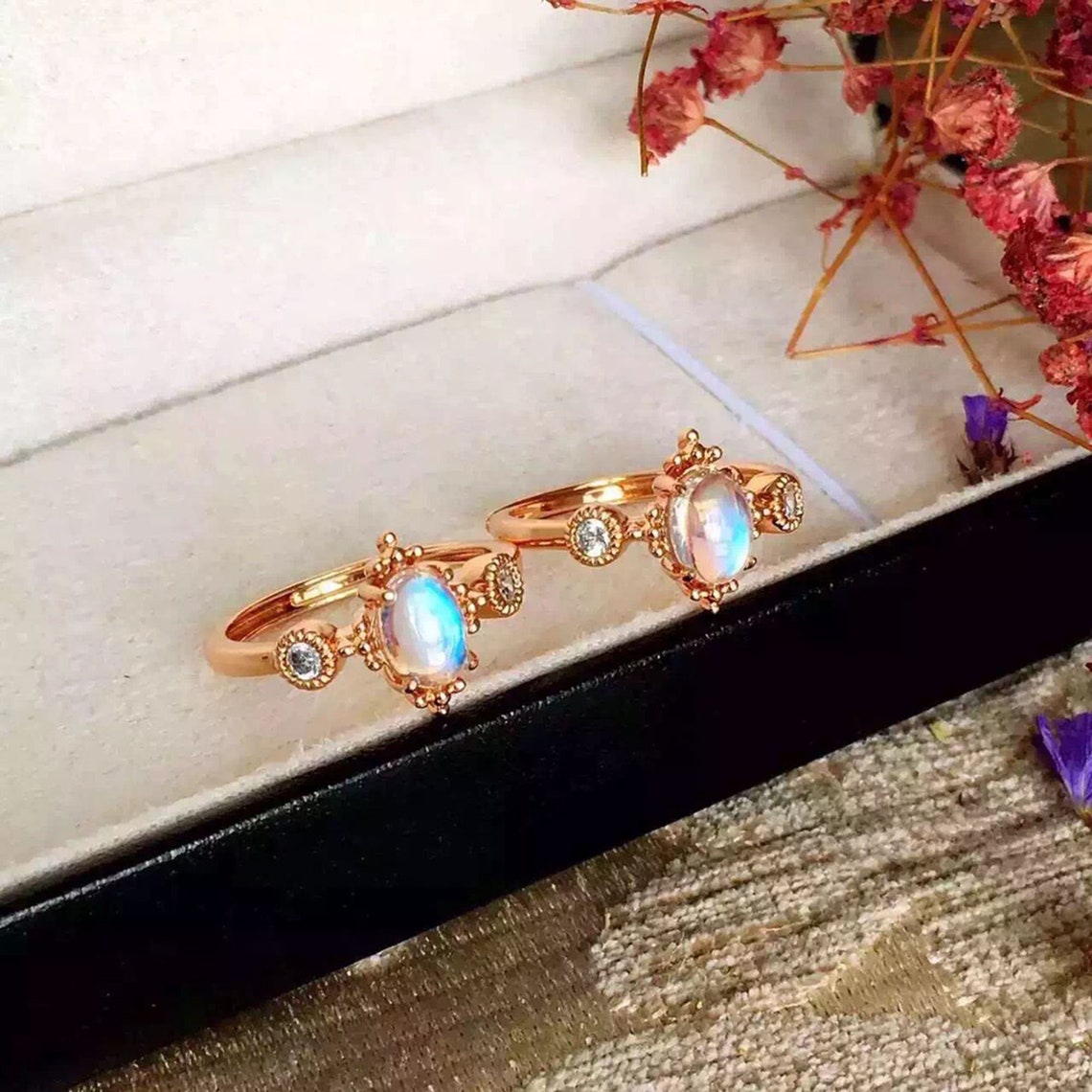 Genuine Moonstone Ring Natural Raw Gemstone Ring - Etsy