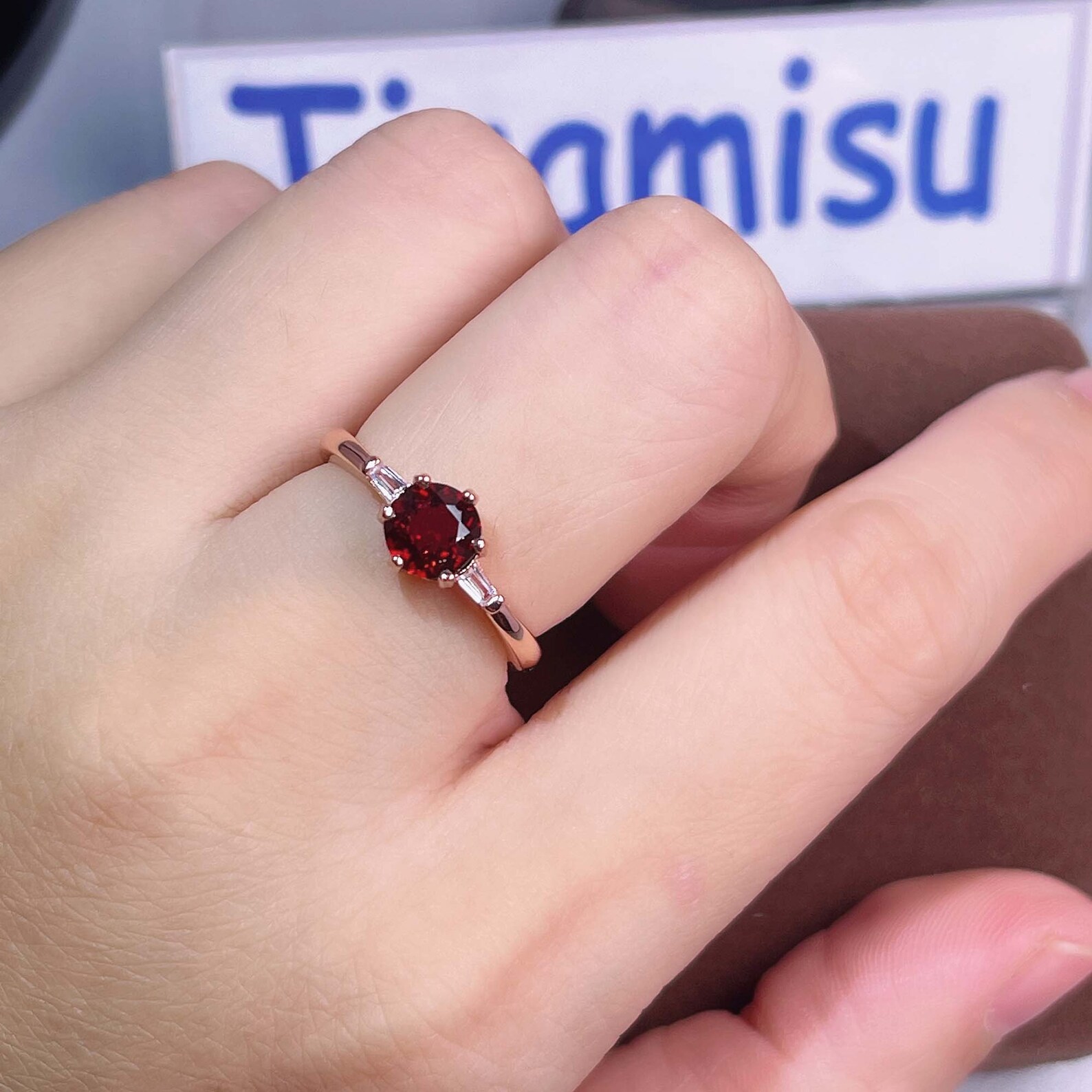 Natural Garnet Ring Genuine Red Gemstone Stacking Ring 925 | Etsy