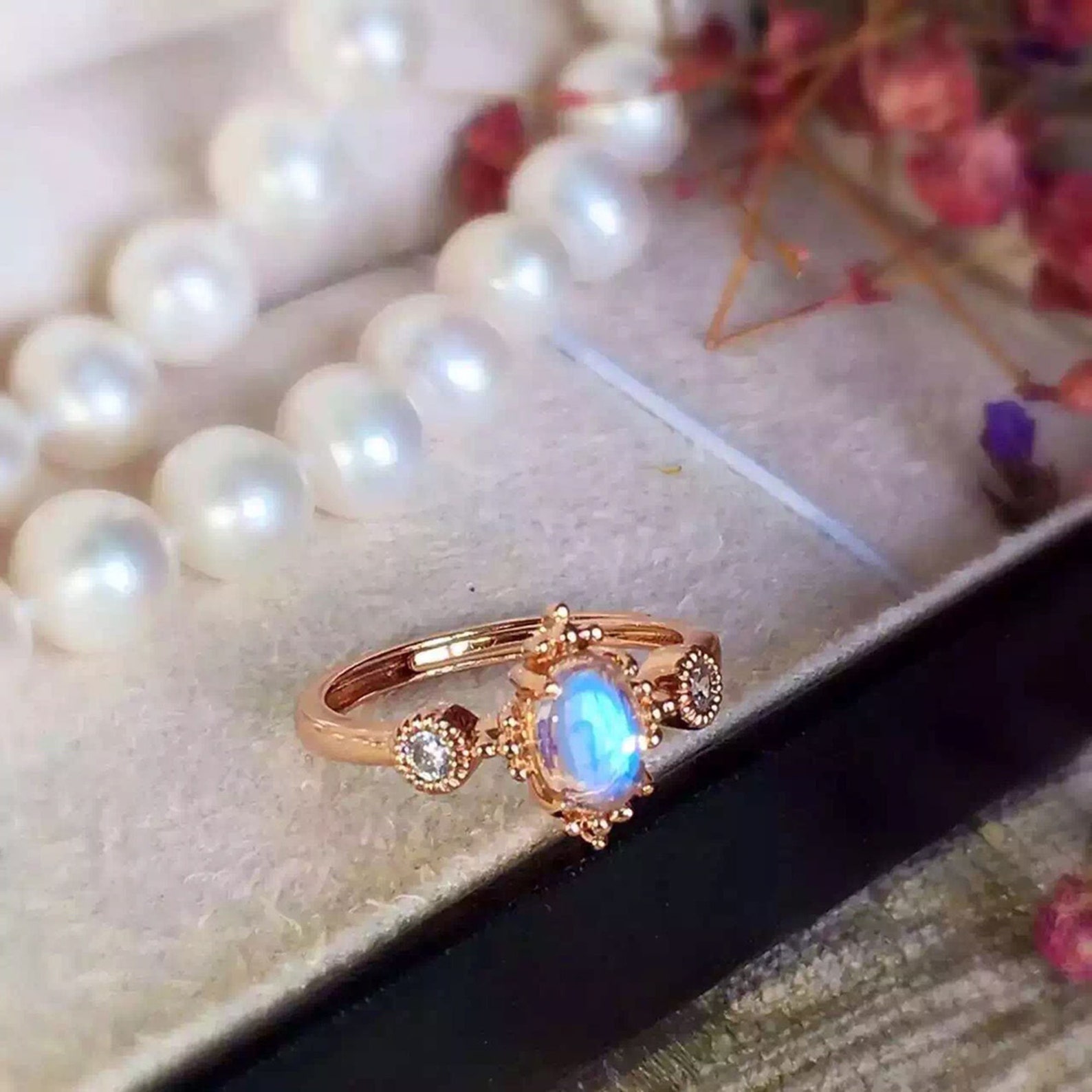 Genuine Moonstone Ring Natural Raw Gemstone Ring | Etsy