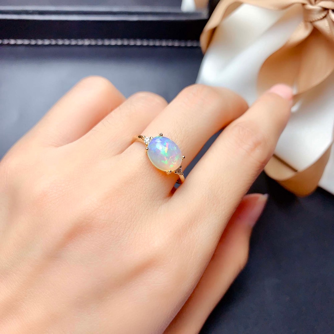Genuine Opal Ring | Raw Opal Ring | Sterling Silver Opal Ring | October ...